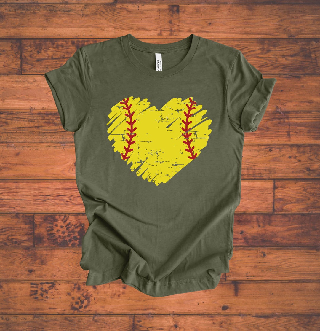 Comfort Colors, Distressed Softball Heart Shirt, Softball Heart Shirt ...