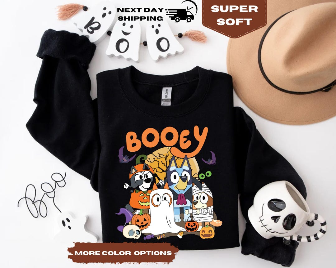 Booey Halloween Sweatshirt, Bluey Halloween Sweat, Spooky Cartoon ...