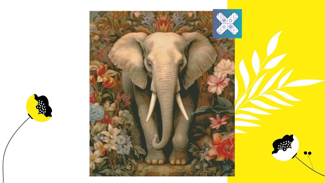 PROMO PDF William Morris Elephant Cross Stitch Pattern DMC, Pattern ...