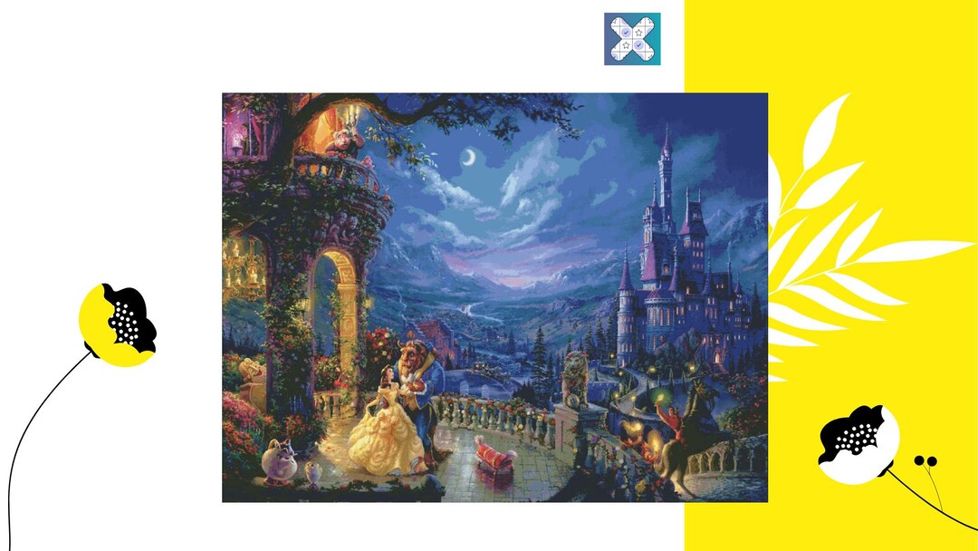Beauty and the Beast Cross Stitch Pattern: Large Format, DMC ...