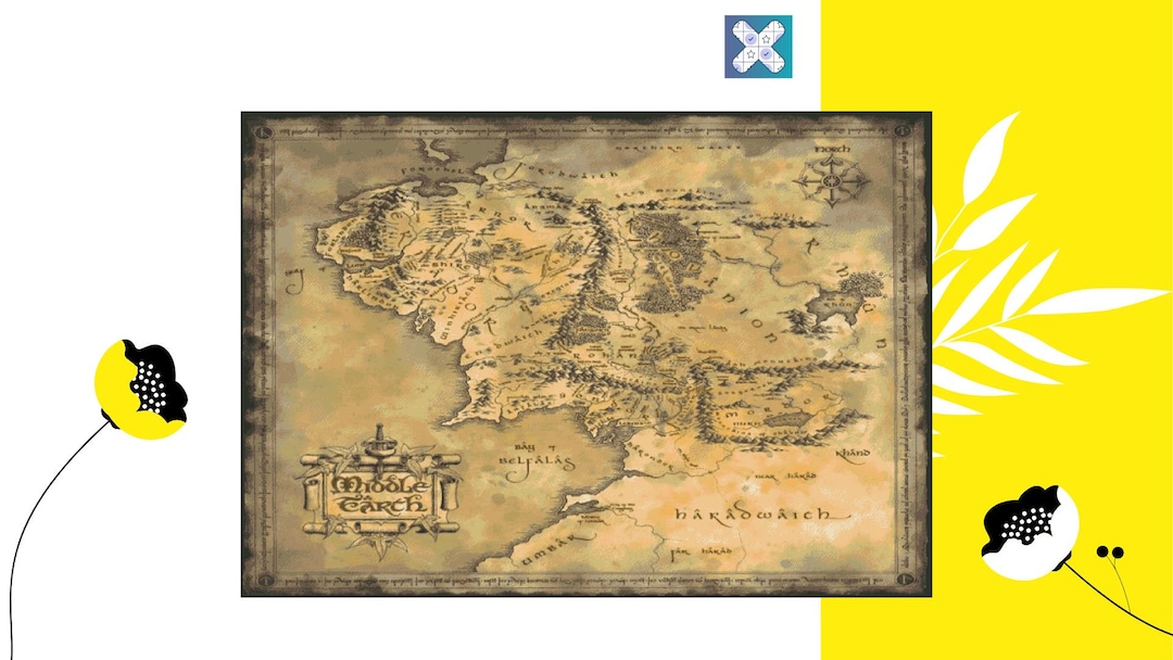 Middle Earth Map Cross Stitch Pattern: Lord of the Rings, Shire, LOTR ...