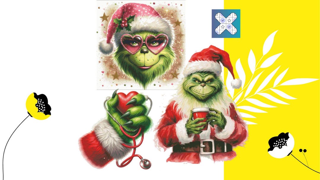 Bundle 3 Charts PDF "grinch" Cross Stitch Pattern DMC Instant Download ...