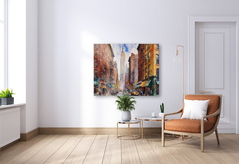 New York City Rush in Vibrant Watercolor, Cityscape, Painting, 5 ...