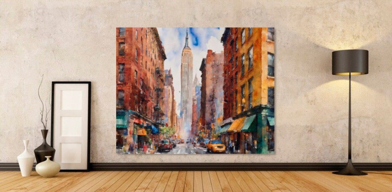 New York City Rush in Vibrant Watercolor, Cityscape, Painting, 5 ...