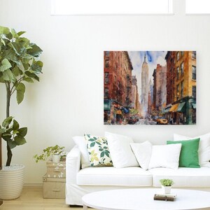 New York City Rush in Vibrant Watercolor, Cityscape, Painting, 5 ...