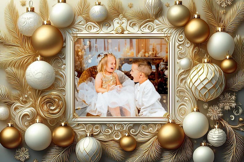 Christmas Photo Frame | Digital Background | Vintage Frame Digital ...