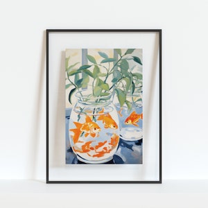 Goldfish Print | Modern Sea Animal Painting | Colorful Fish Poster ...