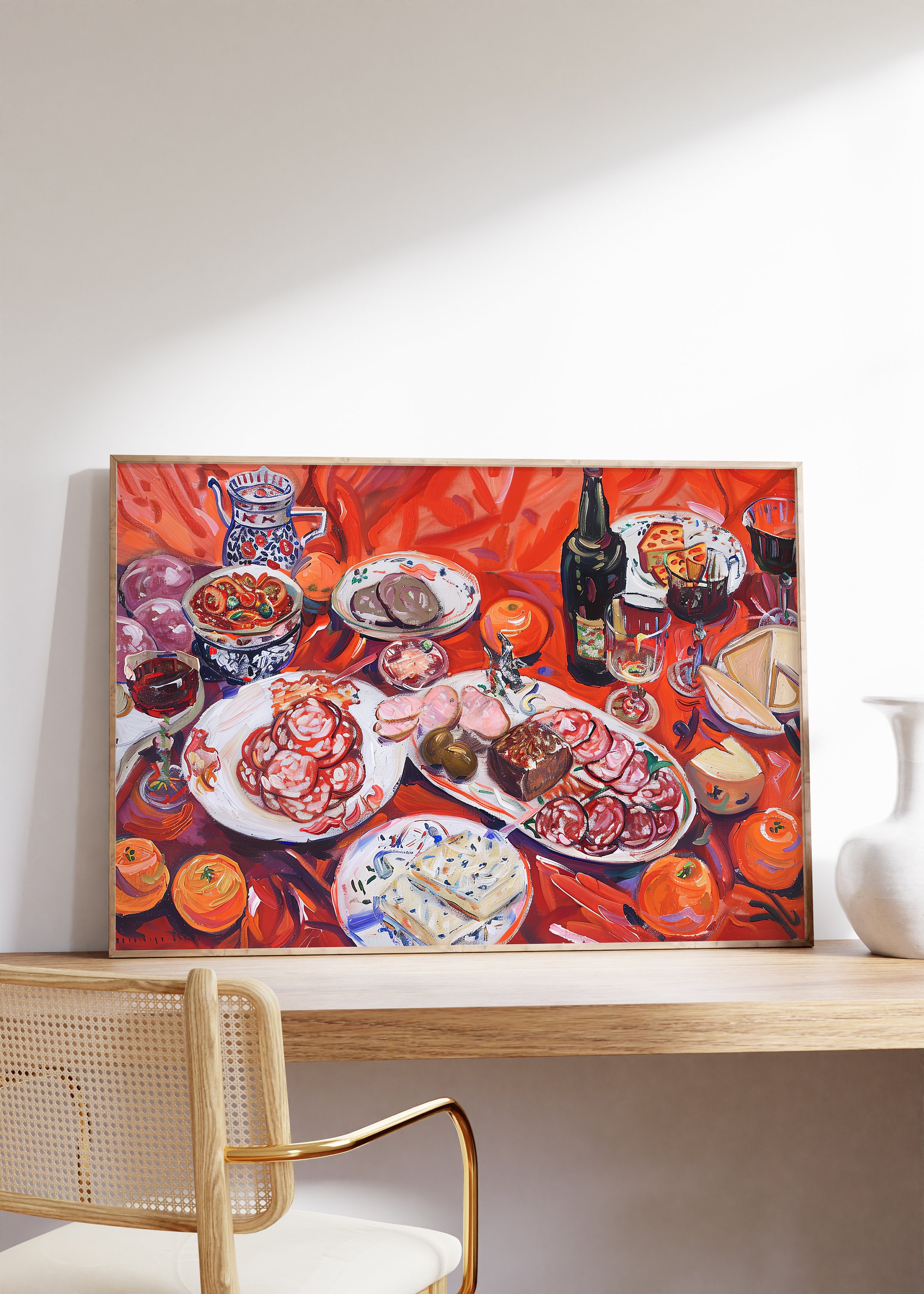 Tapas Plate Print | Modern Kitchen Food Painting | Food and Drink Wall ...
