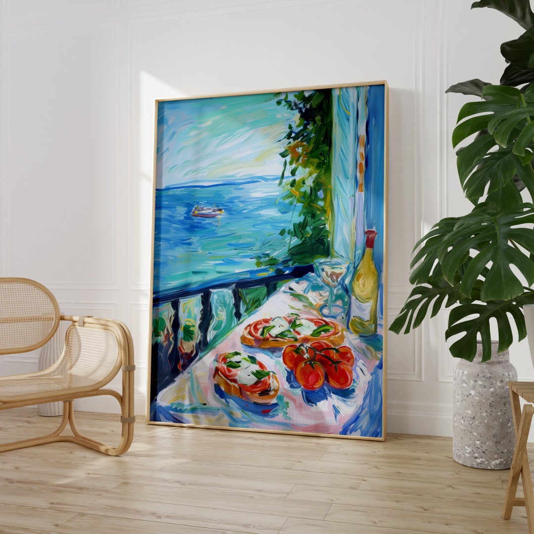 Caprese Bruschetta Food Print | Modern Kitchen Italian Painting ...