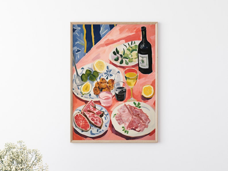 Tapas Plate Print | Modern Kitchen Food Painting | Food and Drink Wall ...