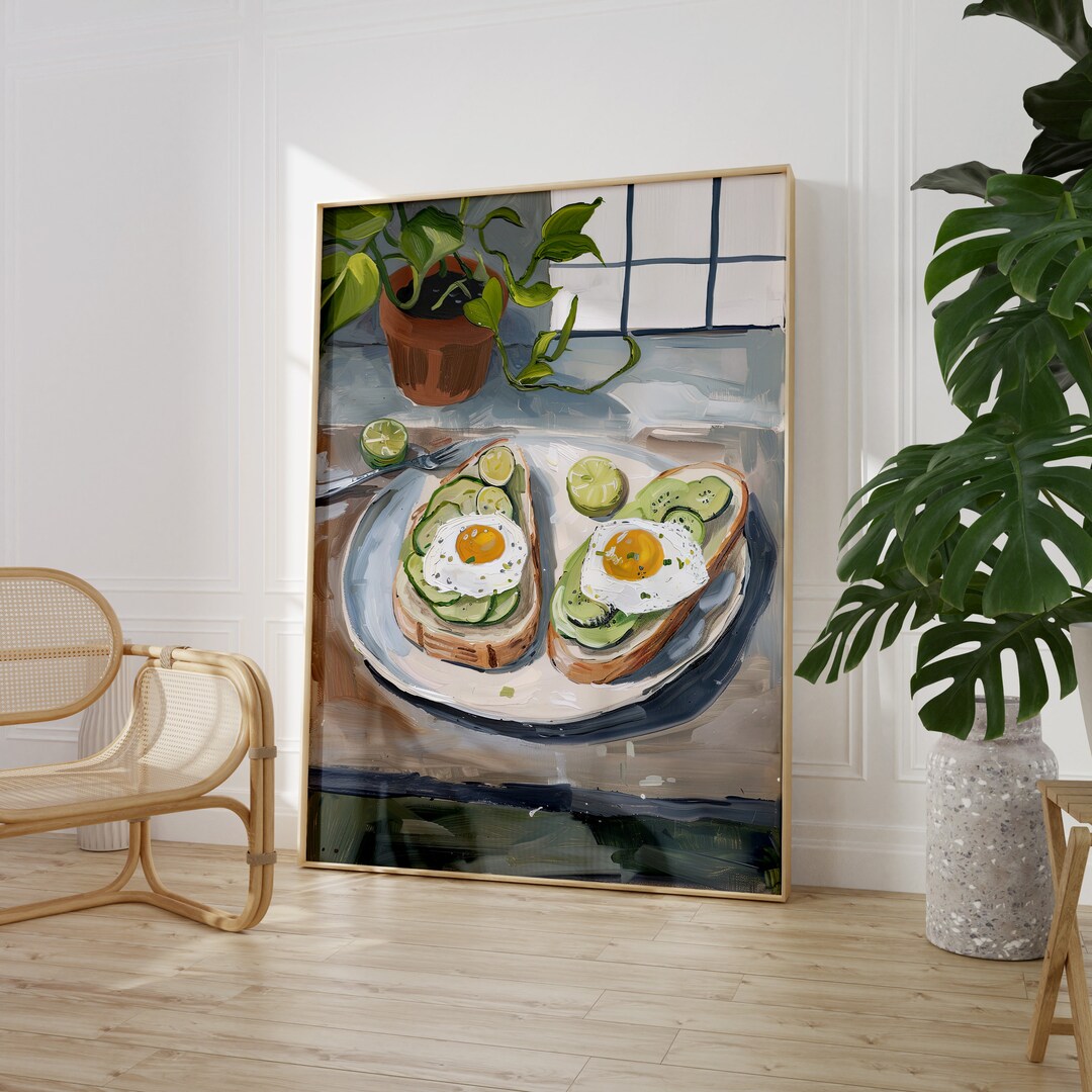 Avocado Toast Print | Modern Kitchen Breakfast Painting | Food Wall ...