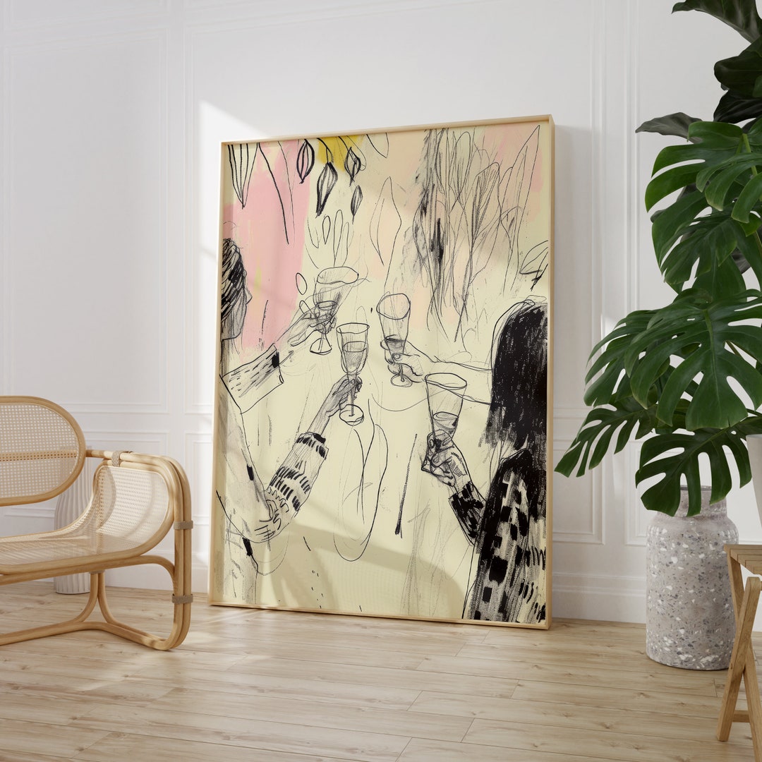 Party Sketch Print | Modern Kitchen Wall Painting | Cocktail and Drink ...