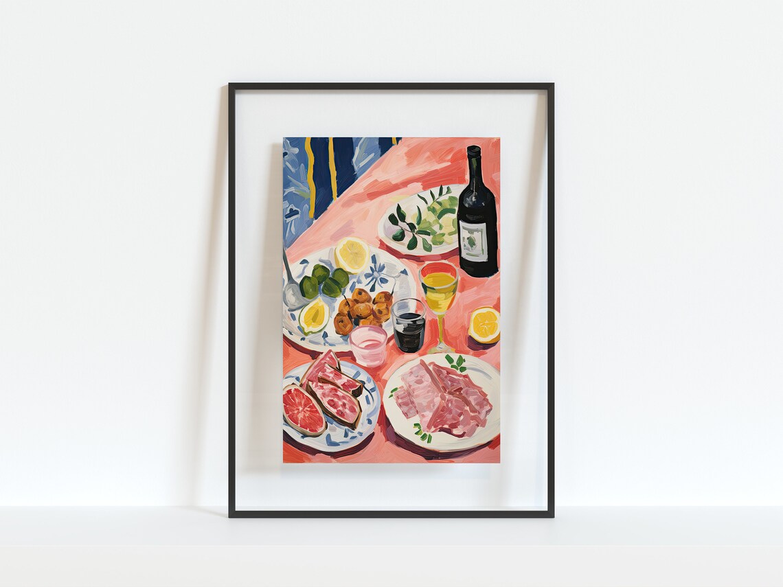 Tapas Plate Print | Modern Kitchen Food Painting | Food and Drink Wall ...
