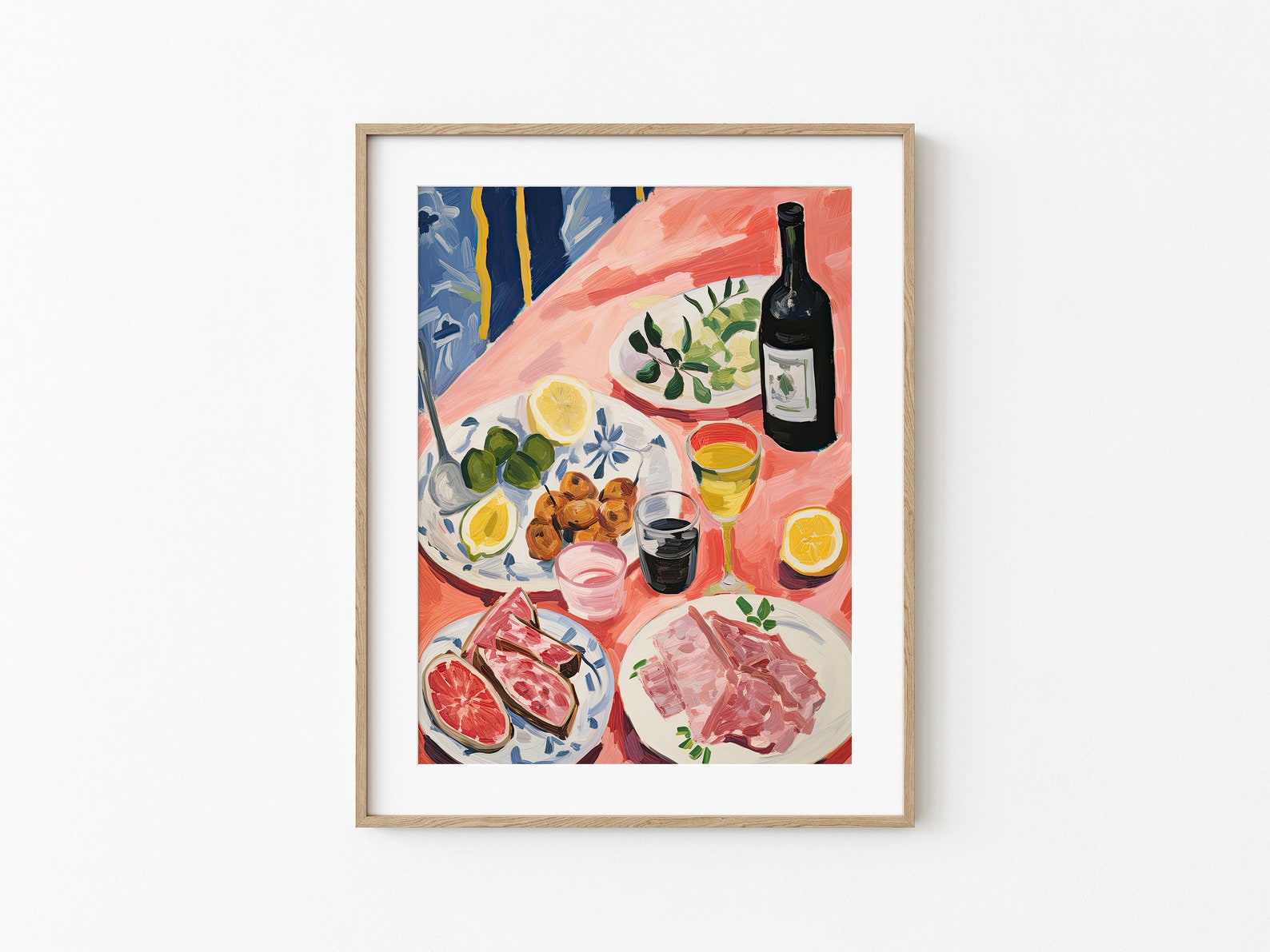 Tapas Plate Print | Modern Kitchen Food Painting | Food and Drink Wall ...