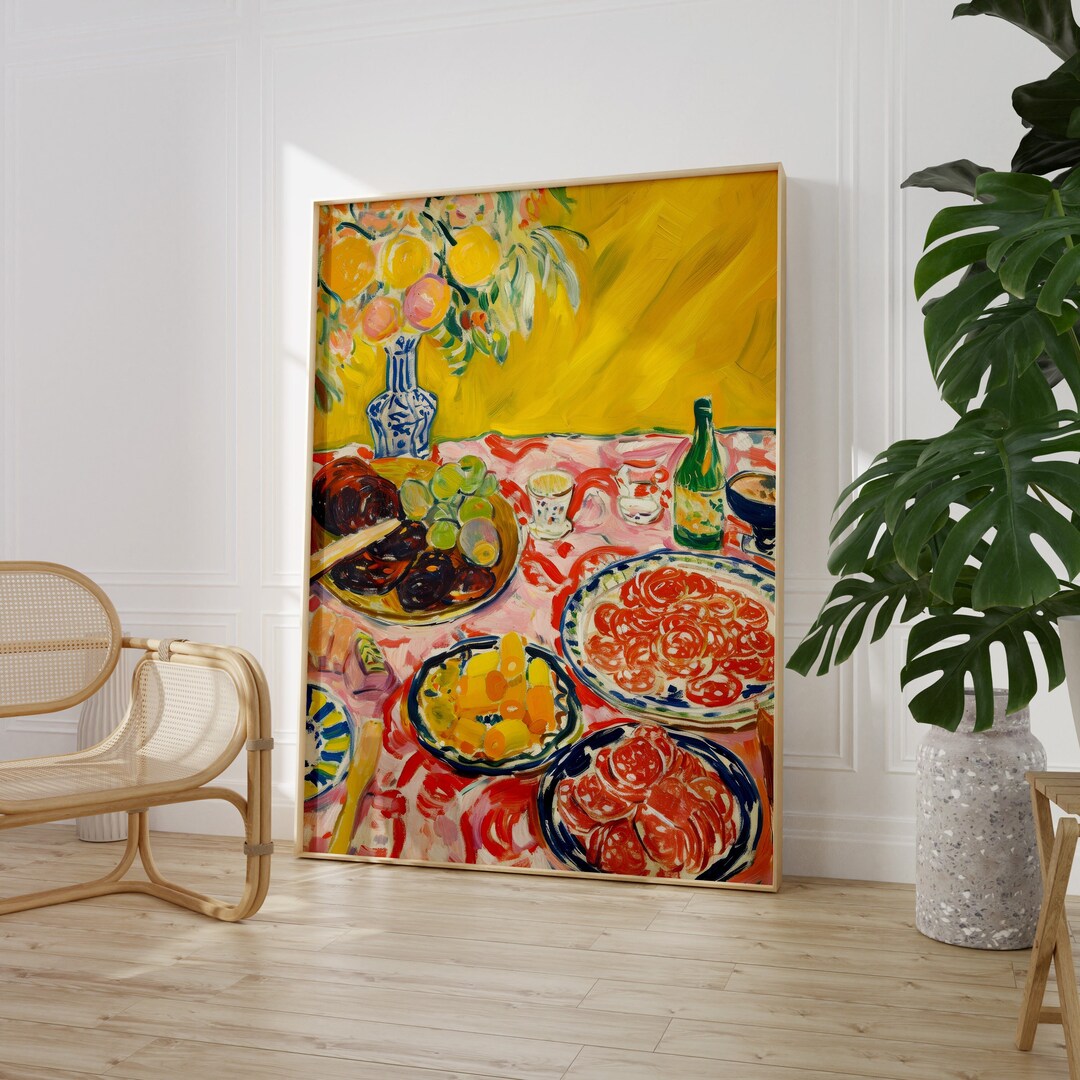 Tapas Food Spread Print | Modern Kitchen Painting | Food and Drink Wall ...