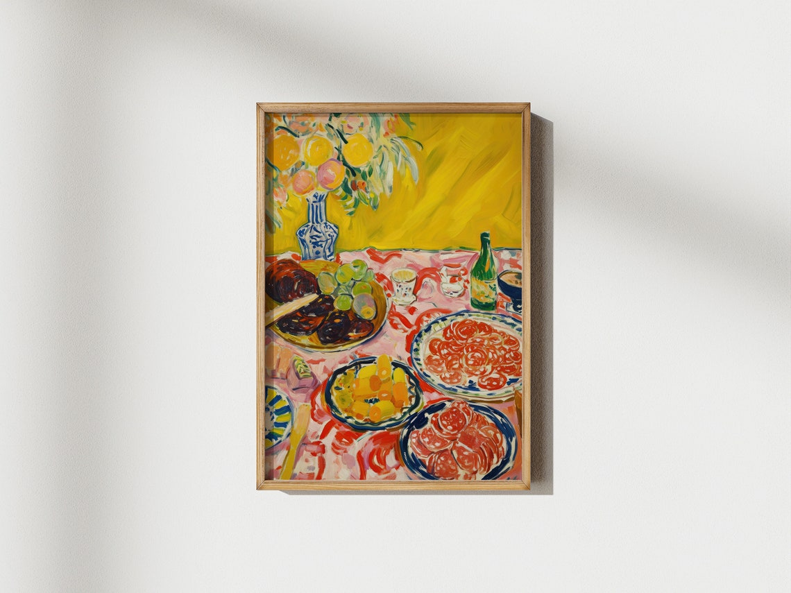Tapas Food Spread Print | Modern Kitchen Painting | Food and Drink Wall ...