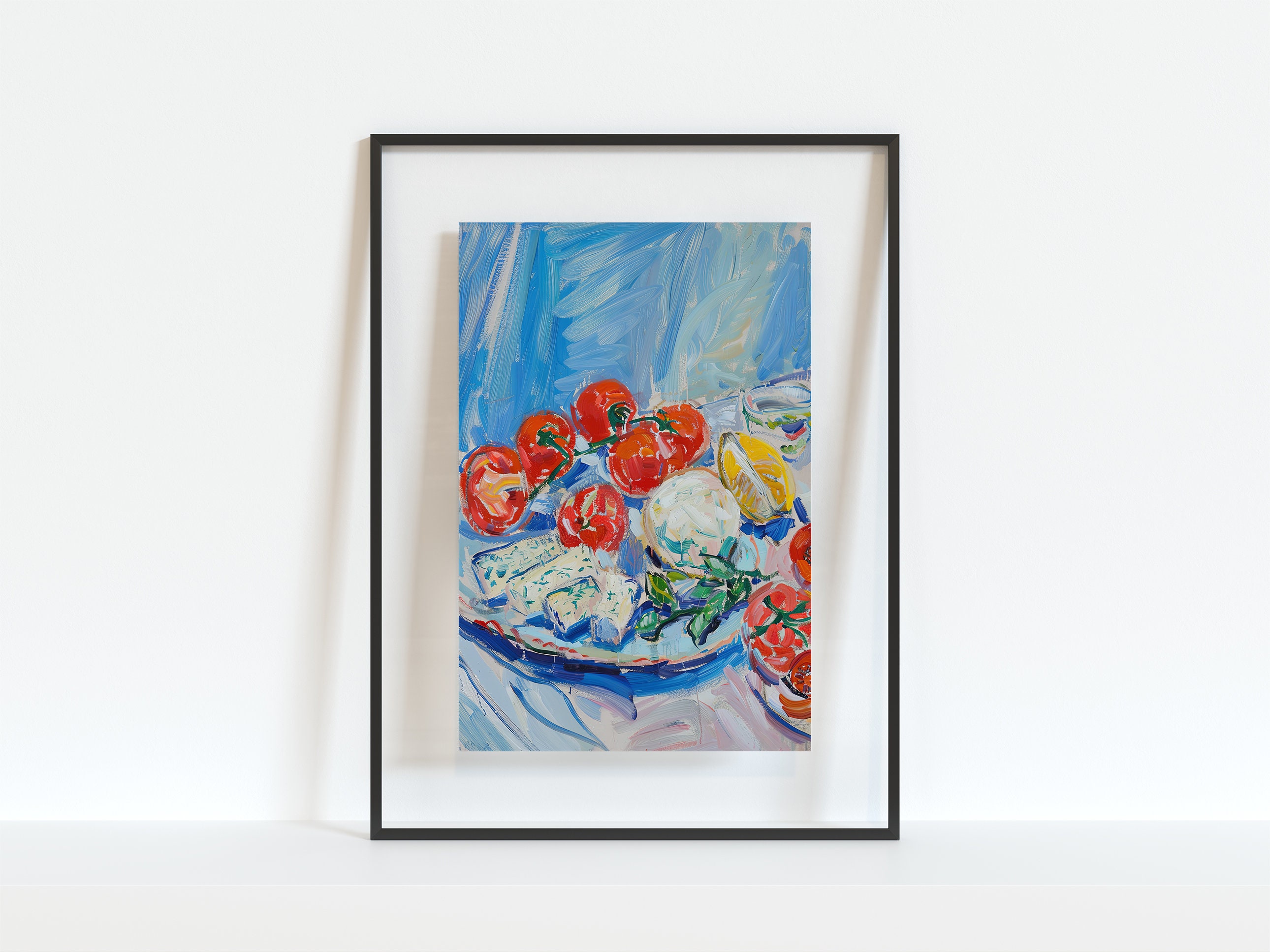 Mozzarella Fresh Tomato Cheese Plate Print | Italian Kitchen Painting ...