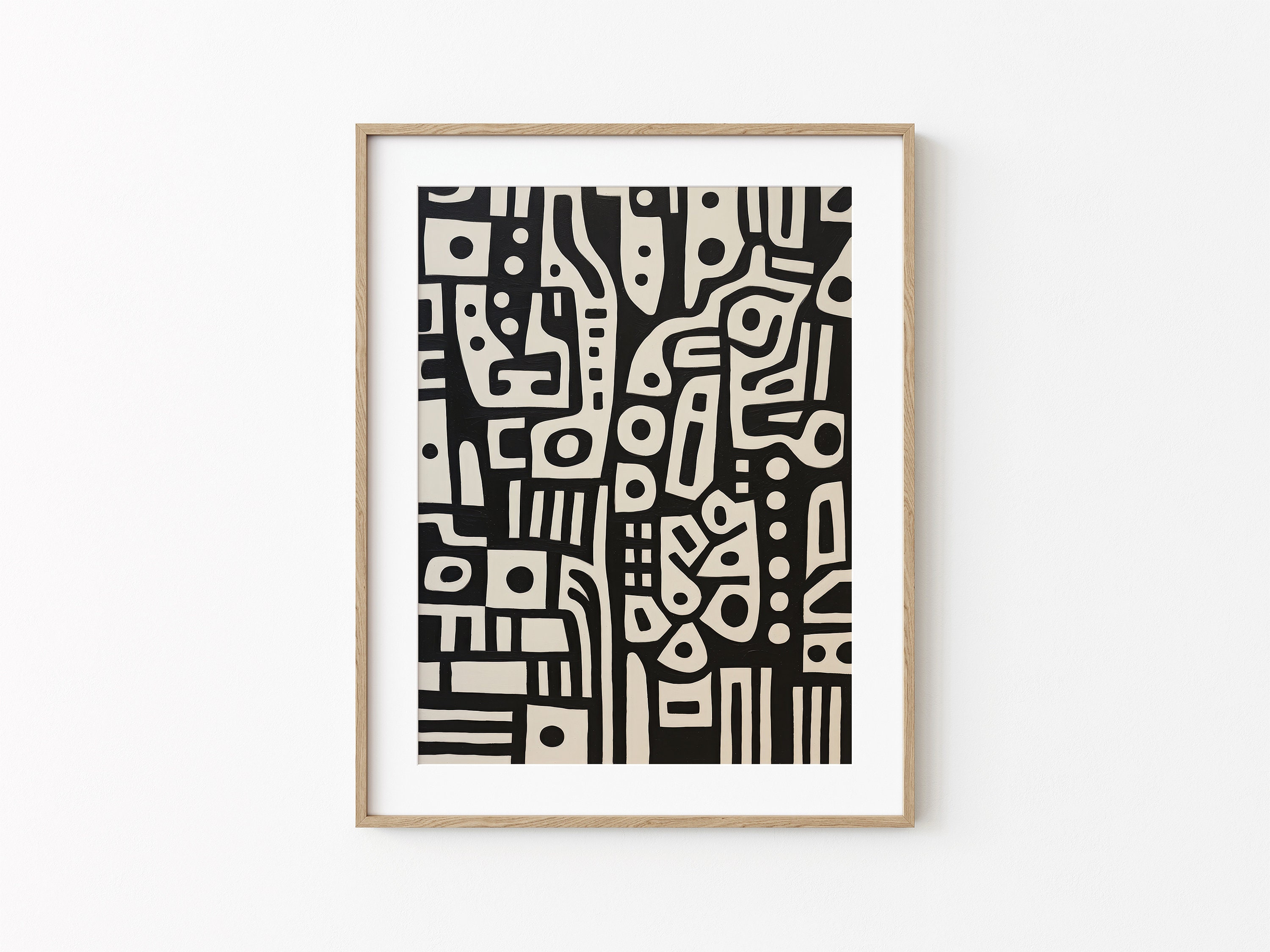 Ancient Abstract Printable | Black and Cream Wall Art | Afro Bohemian ...