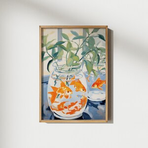 Goldfish Print | Modern Sea Animal Painting | Colorful Fish Poster ...