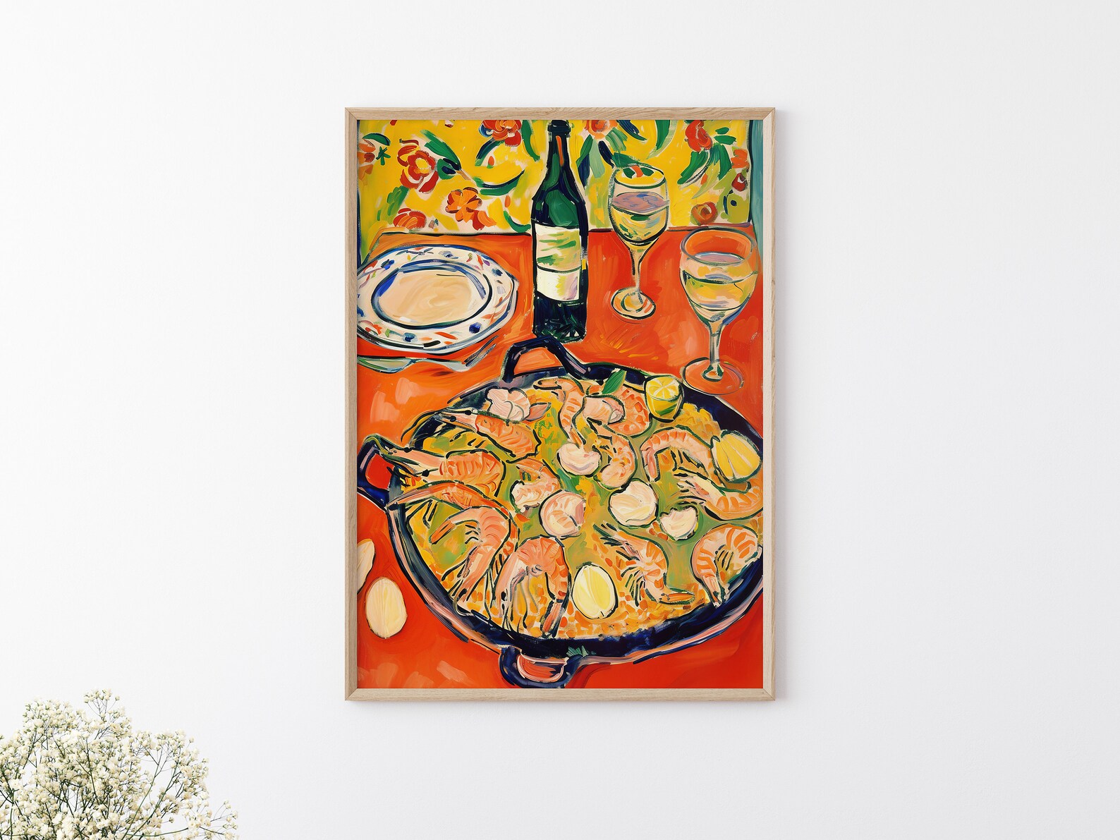 Shrimp Paella Print | Modern Kitchen Tapas Painting | Food and Drink ...