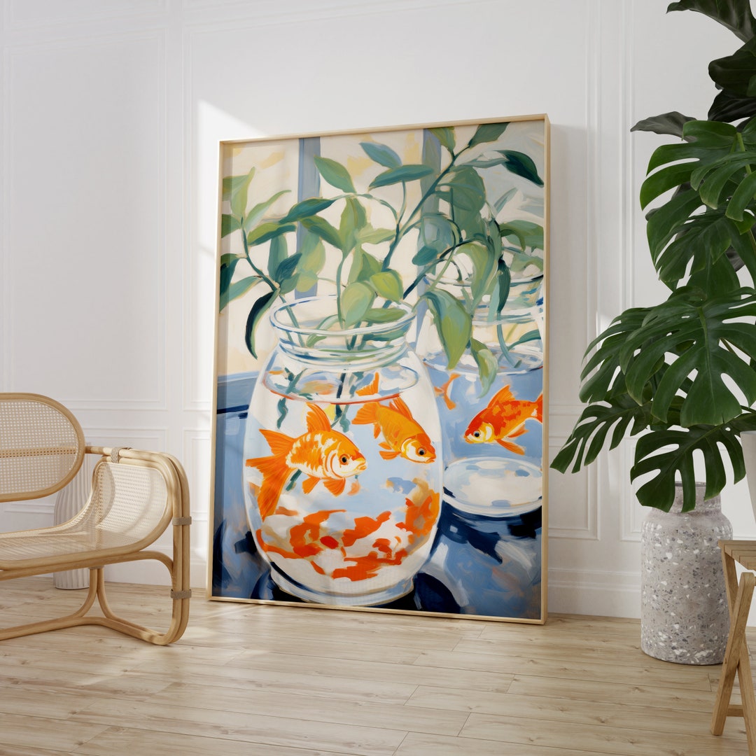 Goldfish Print | Modern Sea Animal Painting | Colorful Fish Poster ...