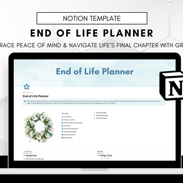 End of Life Planner - Etsy