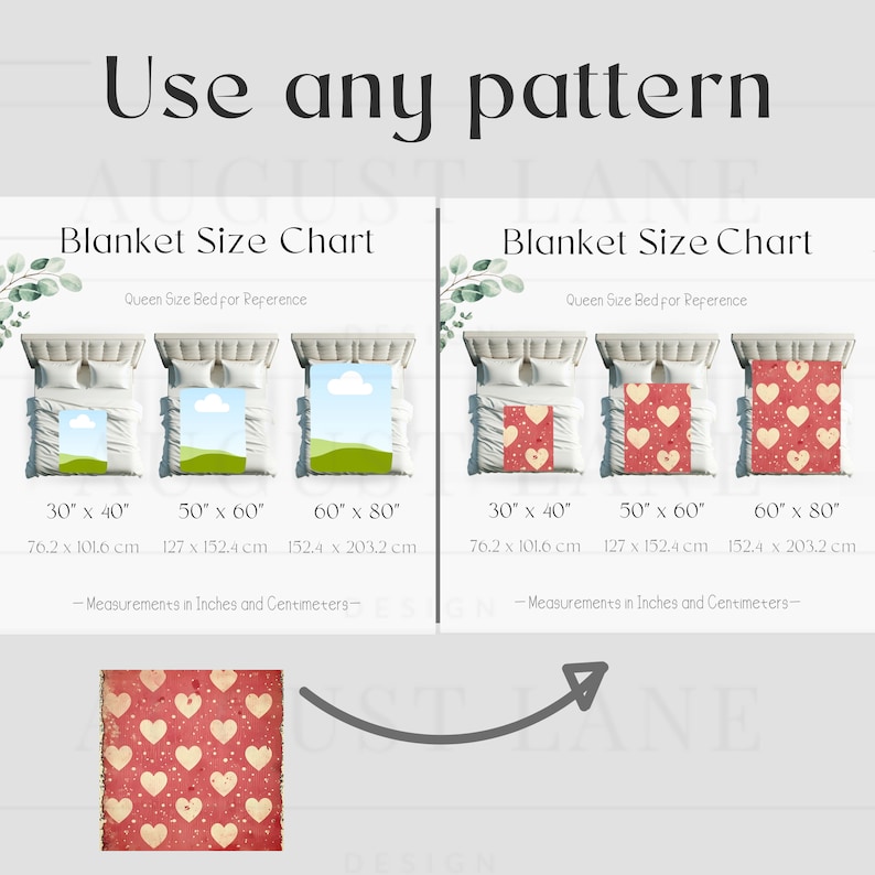 Blanket Size Chart, Blanket Size Chart Mockup, Throw Blanket Mockups ...