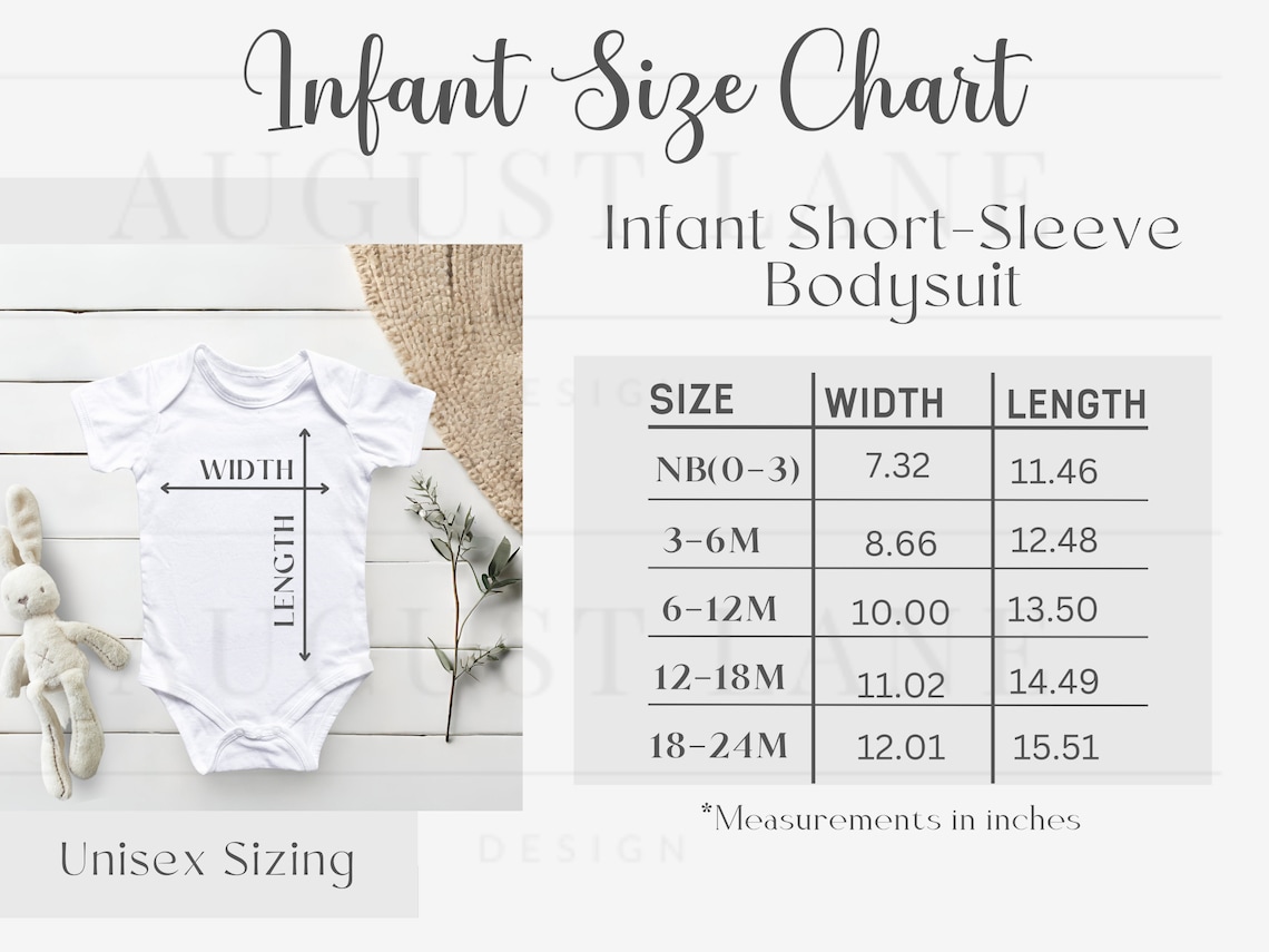 Infant Size Chart, Infant Bodysuit Size Guide, Rabbit Skins 4424 Size ...