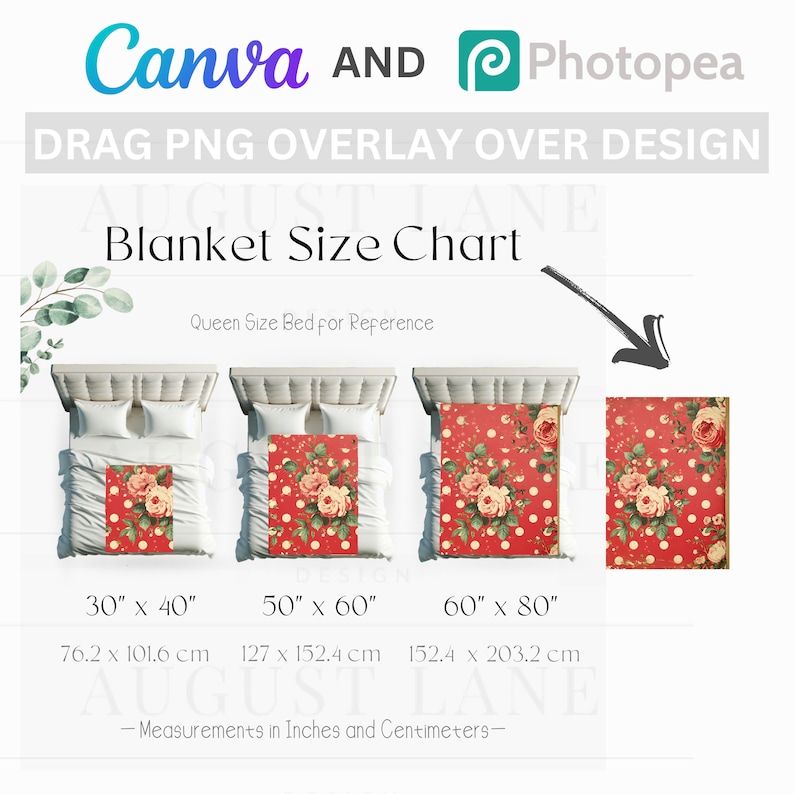 Blanket Size Chart, Blanket Size Chart Mockup, Throw Blanket Mockups ...