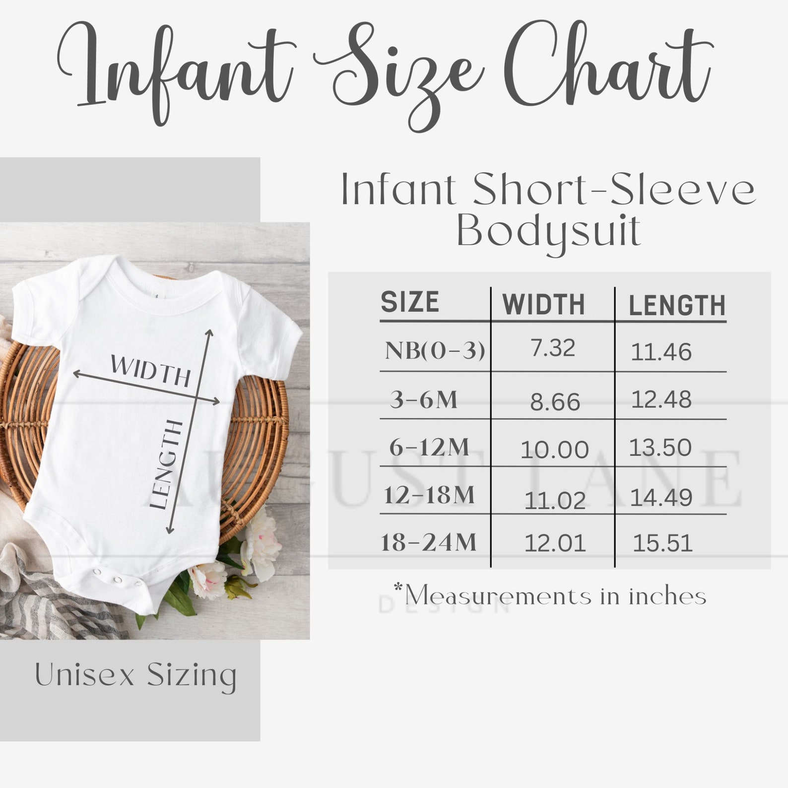 Infant Size Chart, Infant Bodysuit Size Guide, Rabbit Skins 4424 Size ...