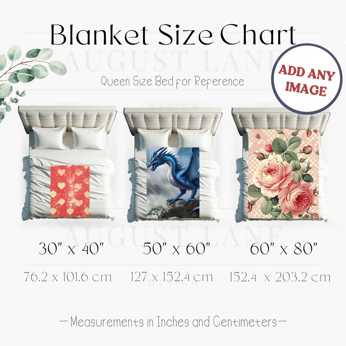 Blanket Size Chart, Blanket Size Chart Mockup, Throw Blanket Mockups ...