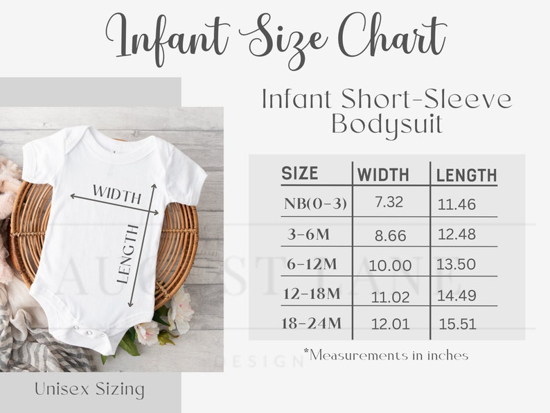 Infant Size Chart, Infant Bodysuit Size Guide, Rabbit Skins 4424 Size ...