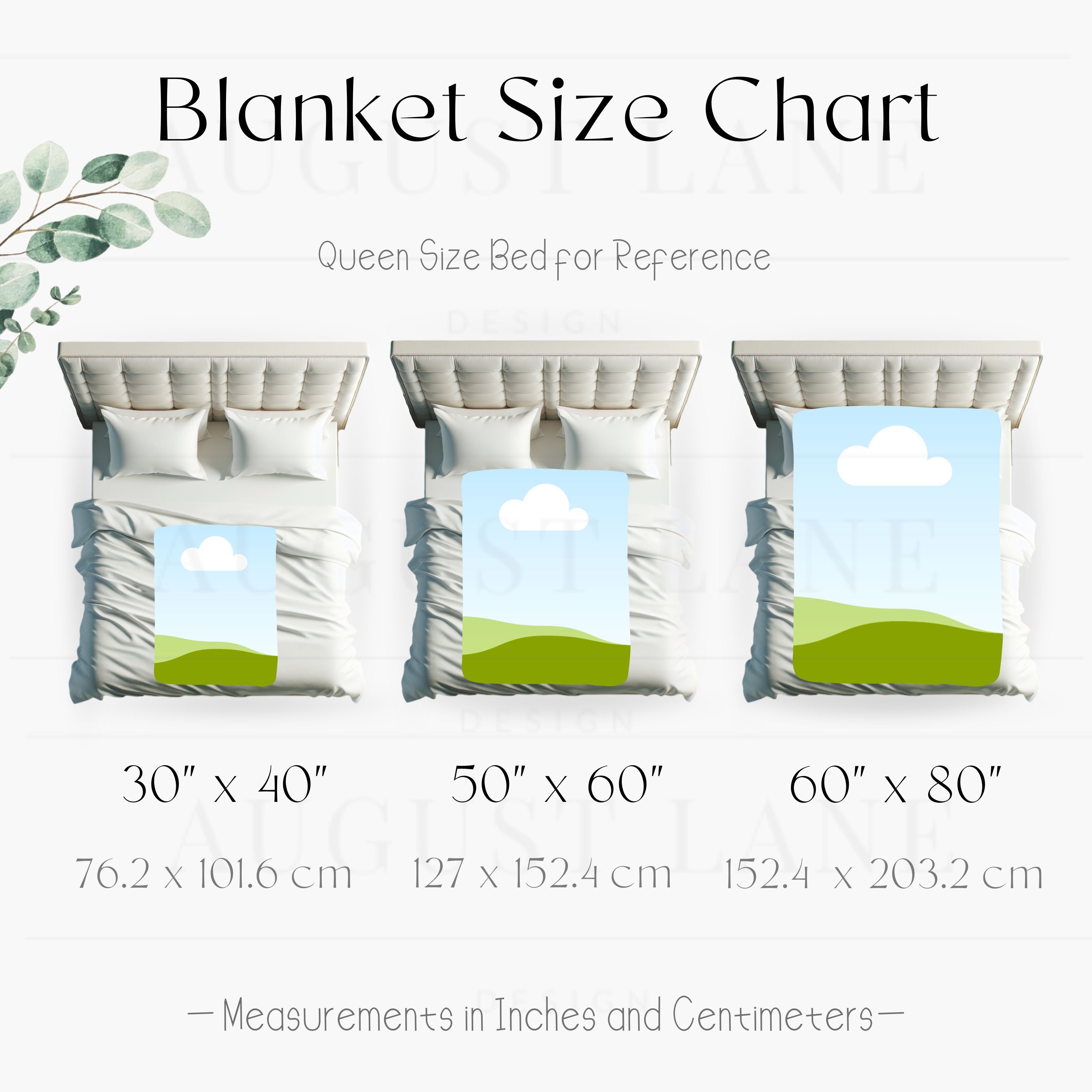 Blanket Size Chart, Blanket Size Chart Mockup, Throw Blanket Mockups ...