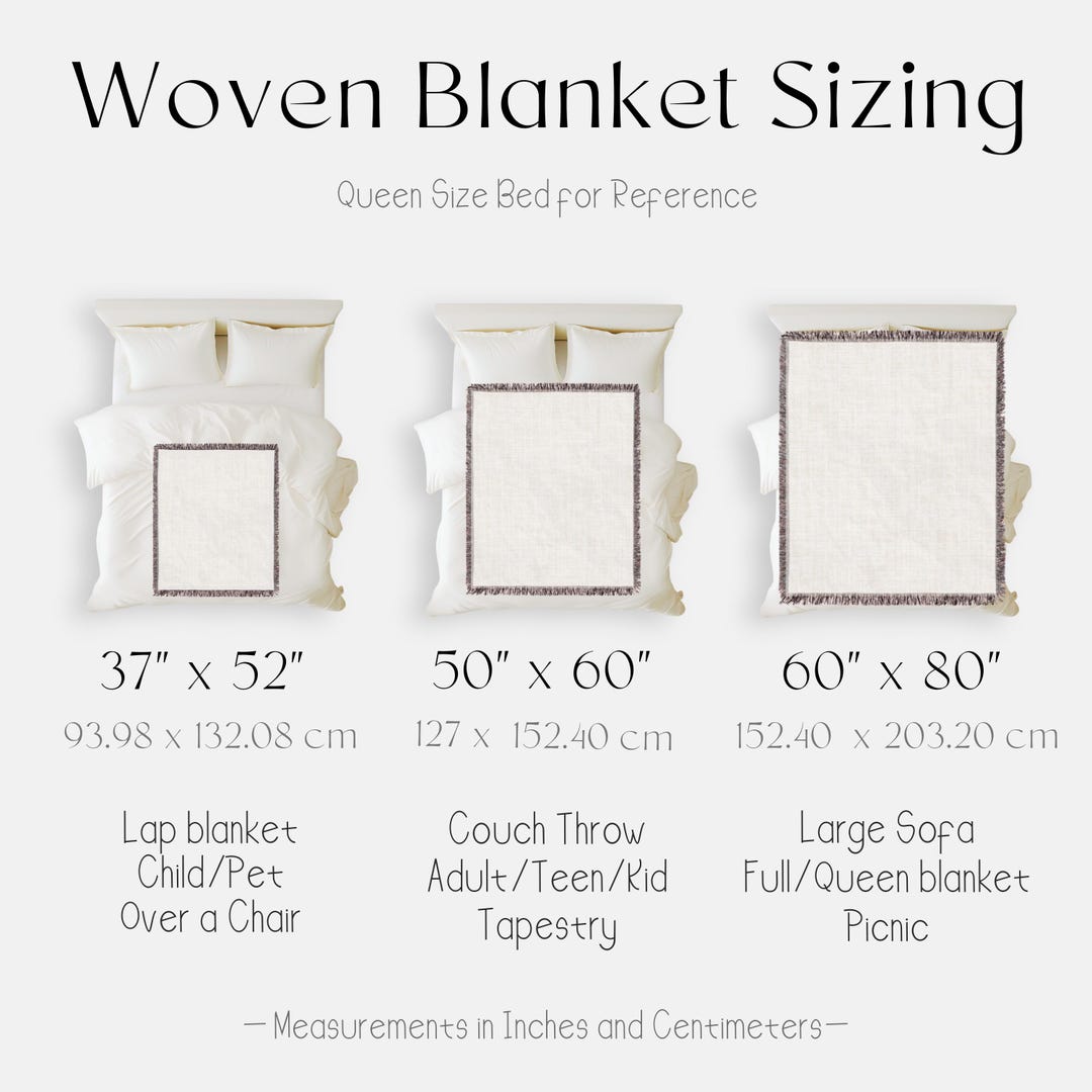 Blanket Size Chart Woven Blanket Mockup Woven Size Chart Woven Throw Blanket Size Charts Digital ...