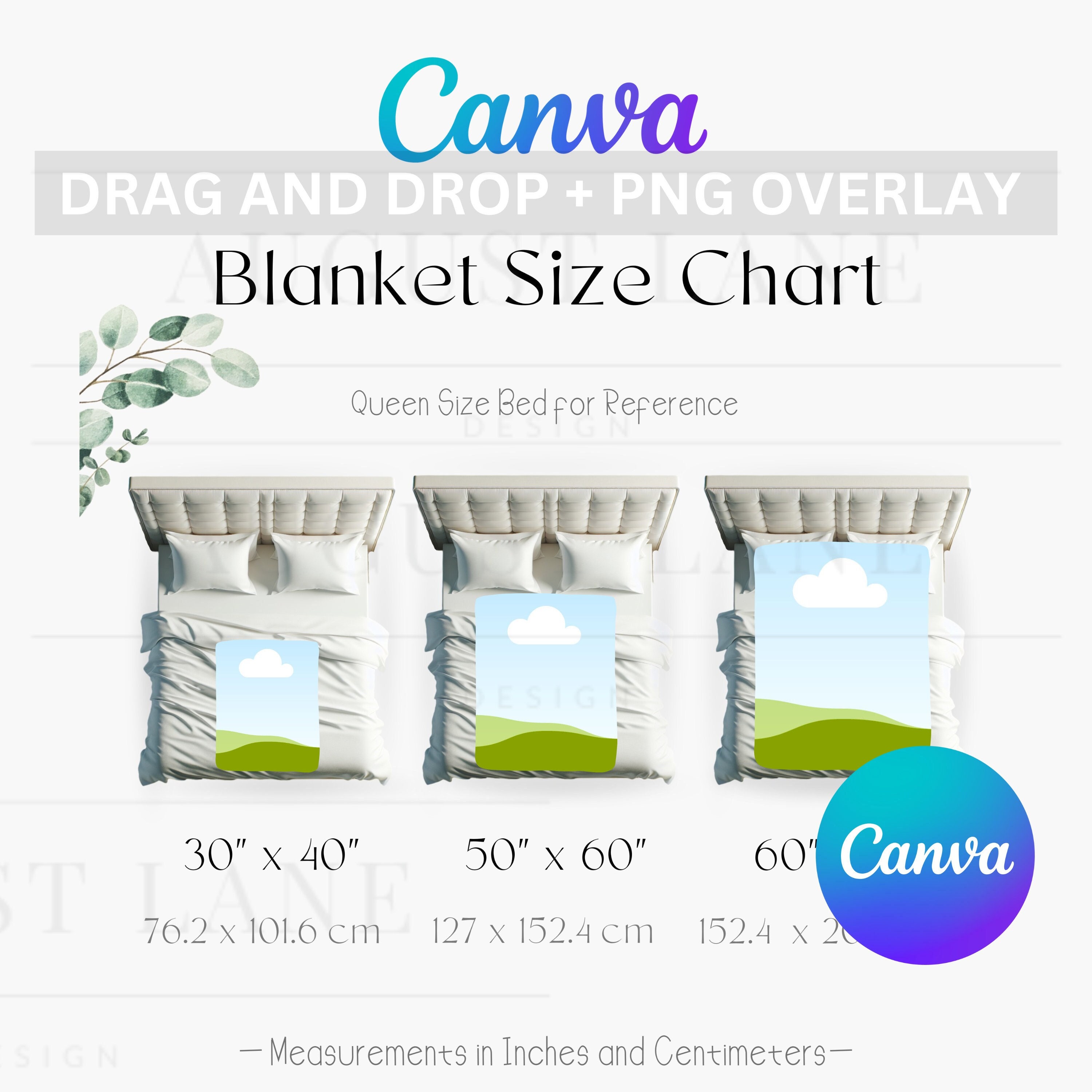 Blanket Size Chart, Blanket Size Chart Mockup, Throw Blanket Mockups ...