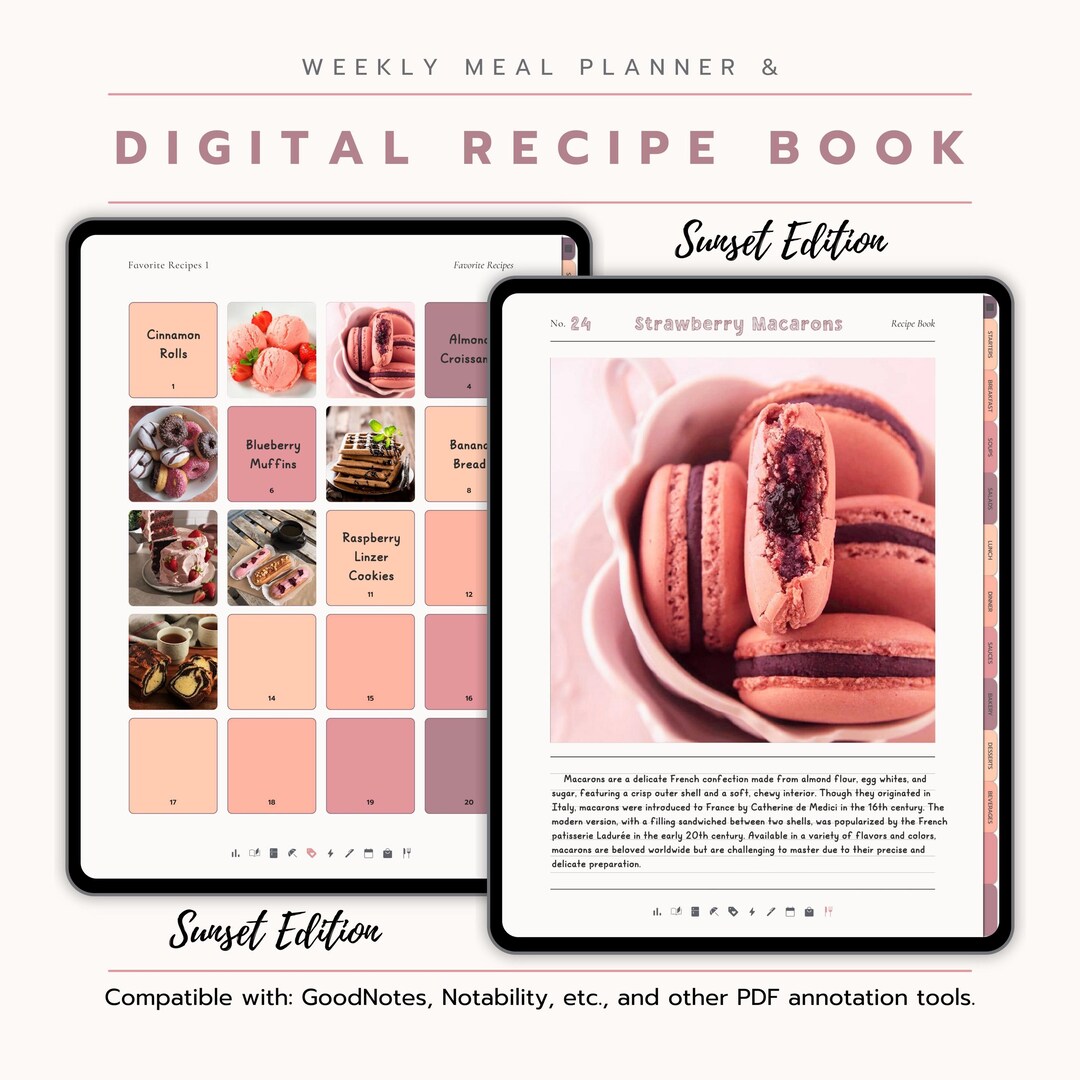 Digital Recipe Book Template Goodnotes, İpad, Samsung Notes, Cookbook ...
