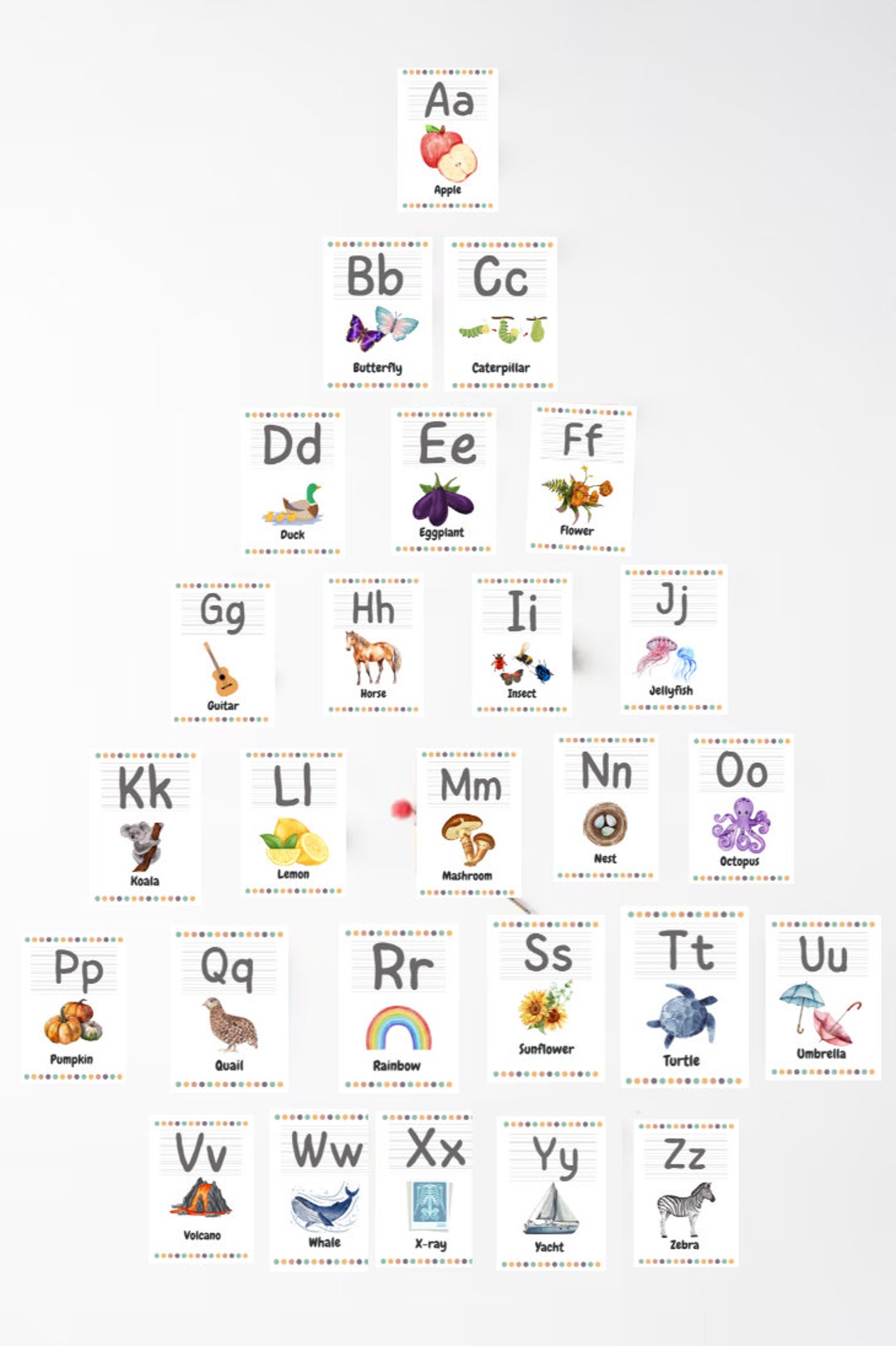 Montessori Alphabet, Printable ABC Flashcards, Toddler Education ...