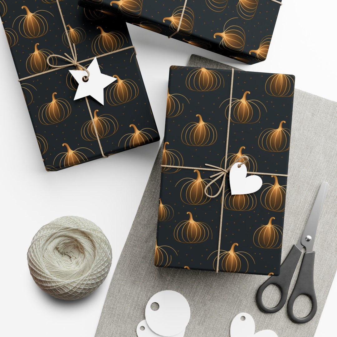 Elegant Gold Pumpkins Wrapping Paper Perfect for Halloween/fall Season ...