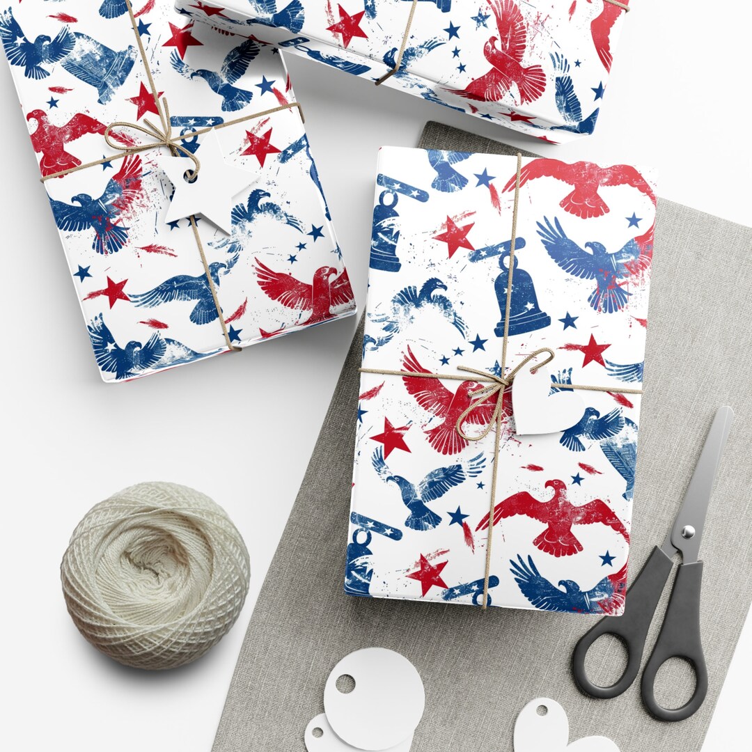 American Heritage Wrapping Paper Patriotic 4th of July Design With ...