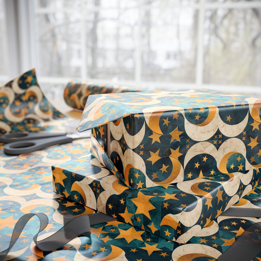 Celestial Ramadan Wrapping Paper - Elegant Moon and Stars Design ...