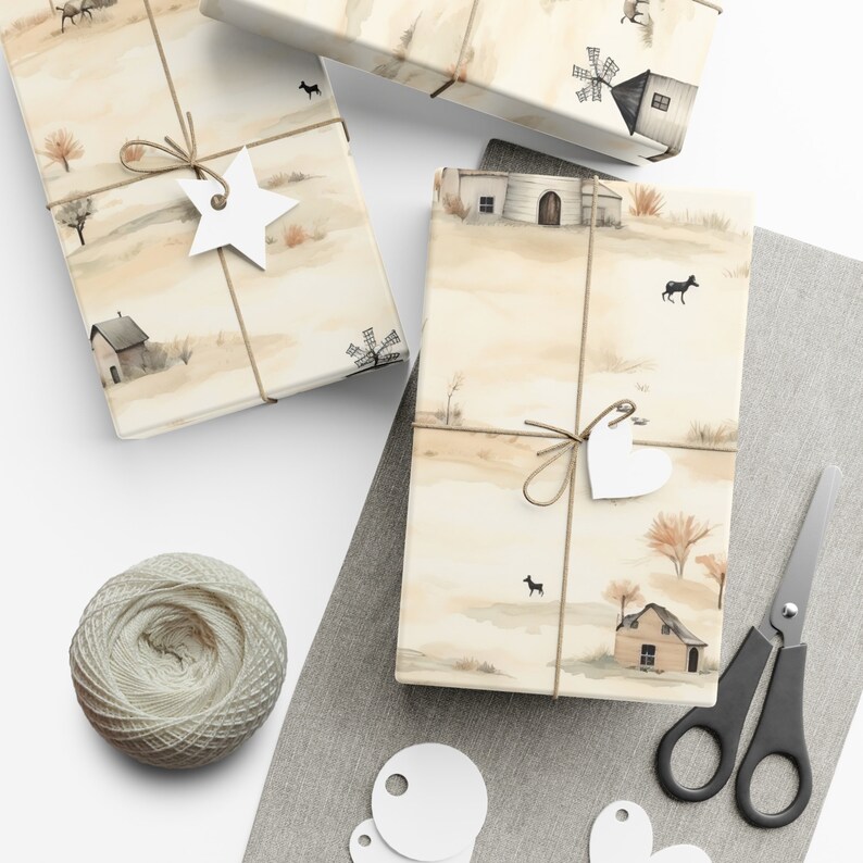 Farmhouse Festoon Fair Wrapping Paper, Fall Collection, All Occasions ...