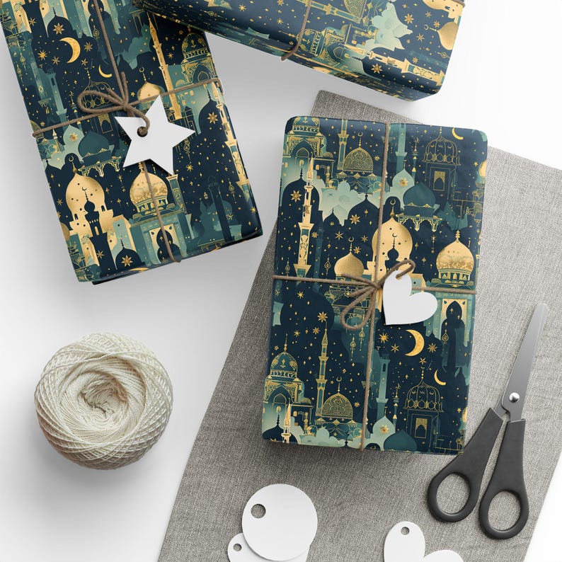 Wrapping Paper Ramadan Nights Mosque Silhouette and Stars Design - Etsy