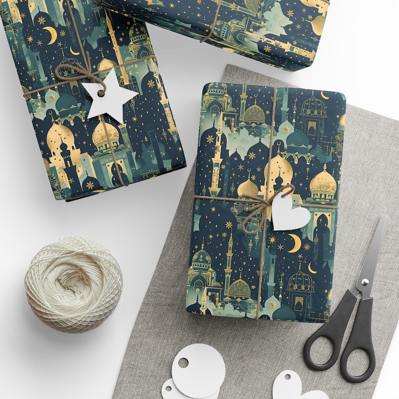 Wrapping Paper Ramadan Nights Mosque Silhouette and Stars Design - Etsy