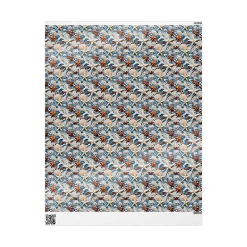 Seashell Wrapping Paper Coastal Beach Gift Wrap in Matte or Glossy ...