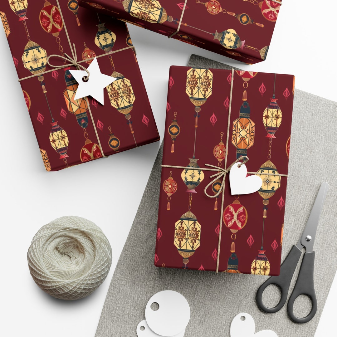 Elegant Ramadan Lanterns Gift Wrap, Festive Eid Mubarak Wrapping Paper ...