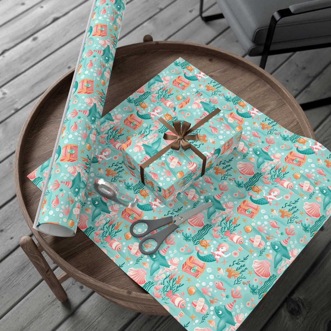 Underwater Birthday Adventure Gift Wrap With Whimsical Sea Life for ...