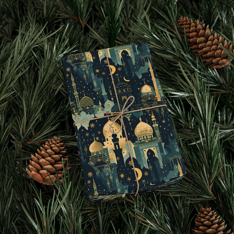 Wrapping Paper Ramadan Nights Mosque Silhouette and Stars Design - Etsy