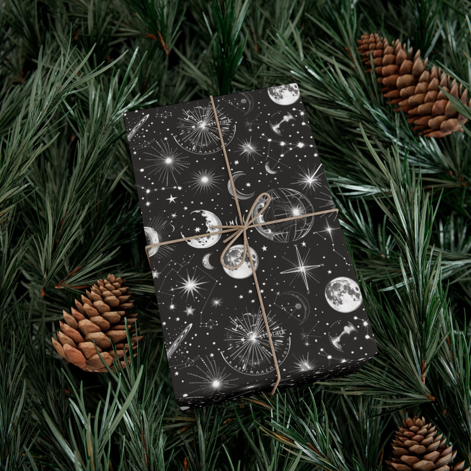 Cosmic Elegance Gift Wrap With Monochrome Celestial Orbs for a Universe ...