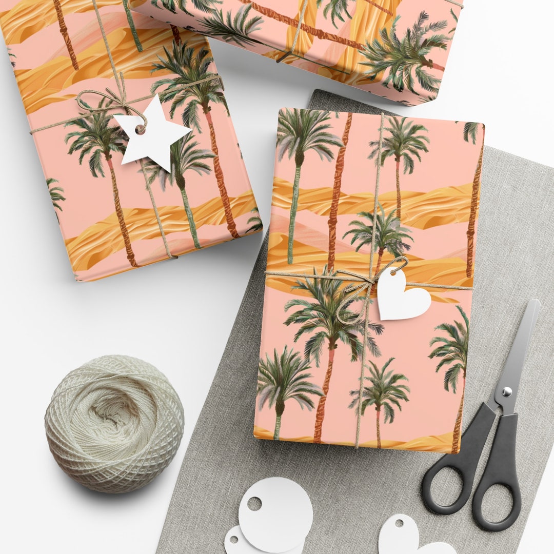 Sunset Palm Trees Wrapping Paper, Tropical Beach Gift Wrap, Summer ...