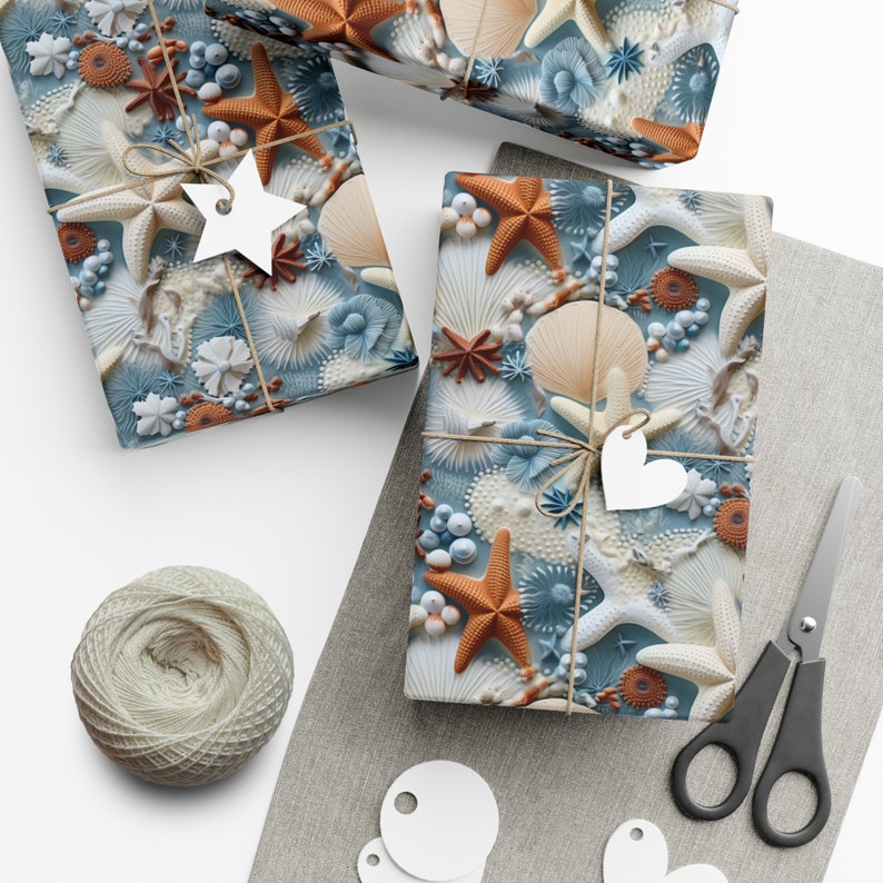 Wrapping Paper Stunning Seashell Inspired by the Ocean Life of the PNW ...